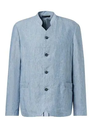 Giorgio Armani Single-breasted Linen Blazer - Blue