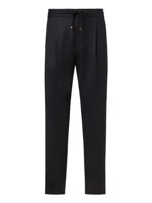 Brunello Cucinelli Virgin Wool Tapered Trousers - Black