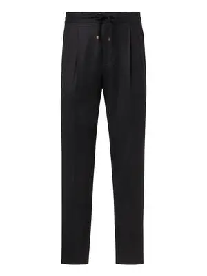 Brunello Cucinelli Virgin Wool Tapered Trousers - Black