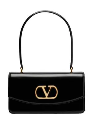 Valentino Garavani Vain Small Vlogo Leather Shoulder Bag - Black