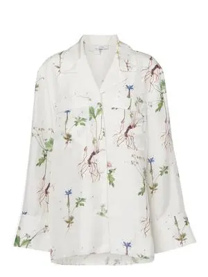 Erdem Floral Printed Silk Shirt - White