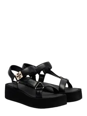 Tory Burch Mellow Leather Platform Sandals - Black