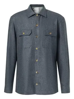 Brunello Cucinelli Virgin Wool Flannel Overshirt - Grey