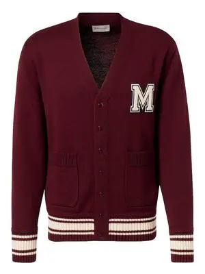 Moncler Patch-appliqué Wool Cardigan - Burgundy