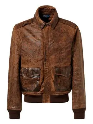 Polo Ralph Lauren Leather Bomber Jacket - Brown