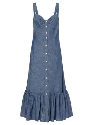 Ralph Lauren Cotton Chambray Maxi Dress - Blue