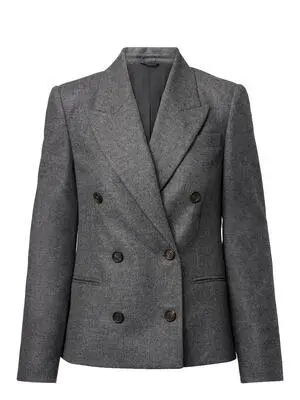 Brunello Cucinelli Wool And Cashmere Double-breasted Blazer - Grey