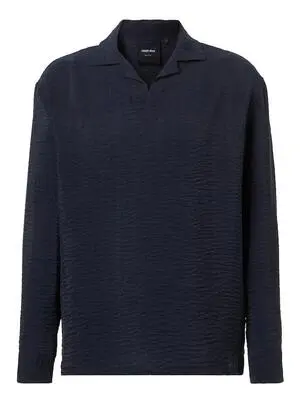 Giorgio Armani Jacquard Polo Shirt - Blue