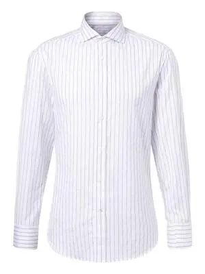Brunello Cucinelli Striped Cotton Poplin Shirt - White