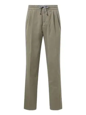 Brunello Cucinelli Cotton Straight Trousers - Green