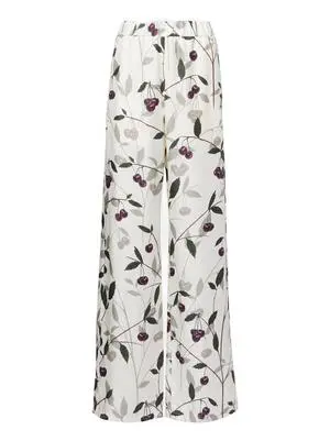 Stella McCartney Printed Silk Twill Wide-leg Pants - White