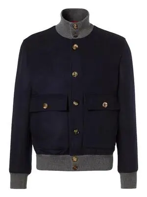 Brunello Cucinelli Wool Varsity Jacket - Blue