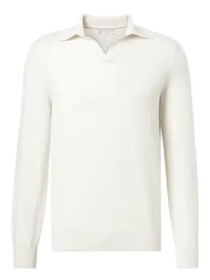 Brunello Cucinelli Cashmere Polo Sweater - White