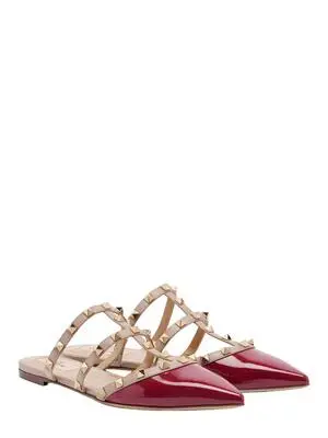 Valentino Garavani Rockstud Leather Mules - Burgundy
