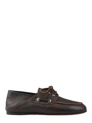 Sandro Leather Boat Shoe Loafers - Natural