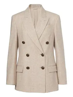 Brunello Cucinelli Wool And Cashmere Blazer - Beige