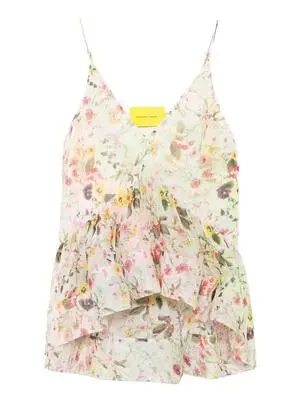 MARQUES' ALMEIDA Printed Chiffon Top - White