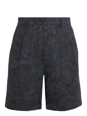 Eleventy Linen Printed Bermuda Shorts - Black