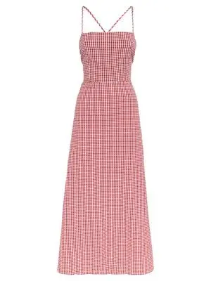 Posse Gingham Halterneck Lori Midi Dress - Red
