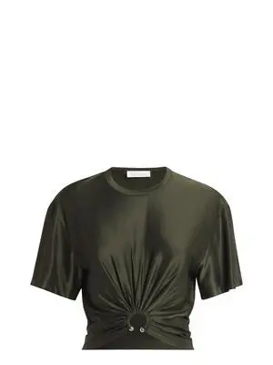 Rabanne Jersey Ring-Gathered Crop Top Green
