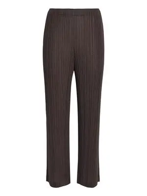 Issey Miyake Ramie Pleated Trousers - Brown