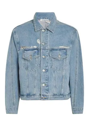 COLE BUXTON Distressed Denim Trucker Jacket