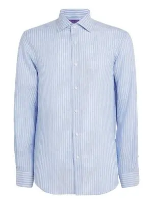Ralph Lauren Purple Label Linen Stripe Shirt - Blue