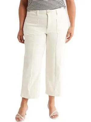KUT FROM THE KLOTH Patch Pocket High-Waist Wide-Leg Crop Jeans