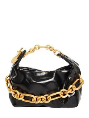 Balmain Mini Sync Leather Top Handle Bag Black