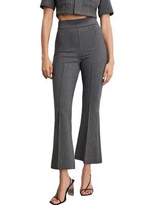 Good American Soft Ponte Kick Flare Ankle Pants - Suiting Pinstripe001