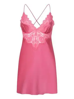 Hunkemoller Mya Lace Trim Satin Chemise - Private