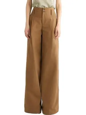 Chloé Garment Dye Organic Cotton Canvas Wide Leg Pants - Mustard Brown
