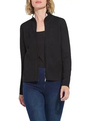 Lyssé Reversible Zip Up Cardigan - Black/ Pearl Grey Melange
