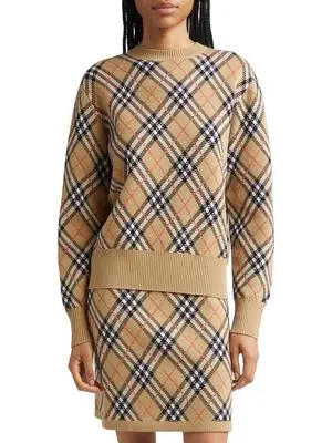 Burberry Check Wool Blend Sweater - Sand Ip Check