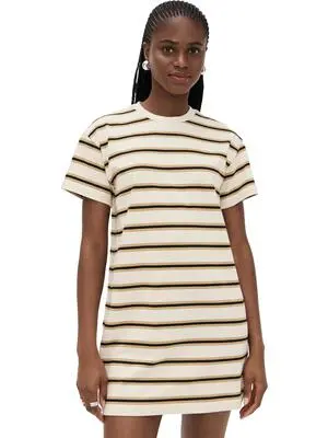 LE BOP Striped Mini Dress Ivory/khaki/black