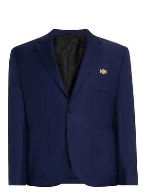 Versace Wool Single-breasted Blazer Dkblue