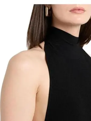 Lapointe Matte Viscose Halterneck Slit Maxi Dress - Black