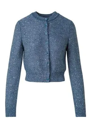 Akris Knit Sequin Button-front Cardigan - Granite Blue