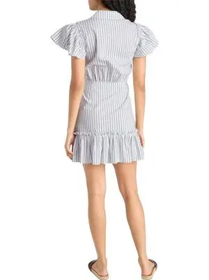 Cinq À Sept Lila Stripe Wrap Mini Dress - White Navy