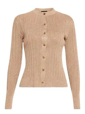TOM FORD Metallic Ribbed Knit Cardigan - Beige Pink