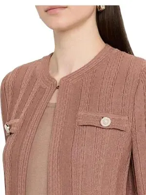 Misook Braided Cable Knit Jacket - Brown