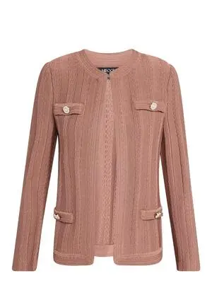 Misook Braided Cable Knit Jacket Charmeuse