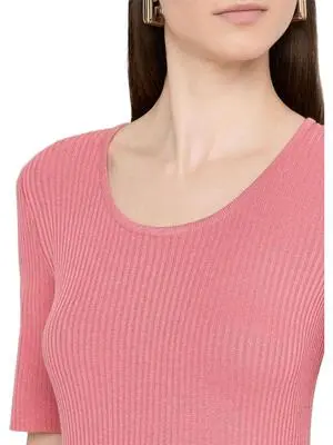 Misook A-line Ribbed Knit Midi Dress - Honey Suckle