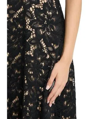 Dorothee Schumacher Lacy Dream Floral Lace Midi Dress - Pure Black