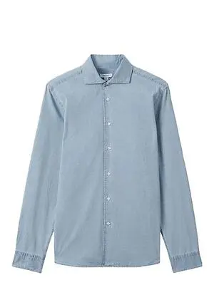 REISS Draper Cutaway-collar Regular-fit Cotton Shirt - Blue