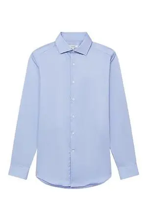 REISS Remote Slim-fit Long-sleeve Cotton Shirt - Mid Blue