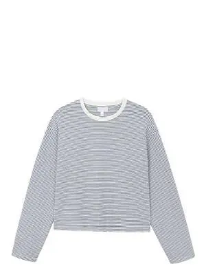 THE WHITE COMPANY Stripe-print Oversized Cotton-jersey Top - White/navy