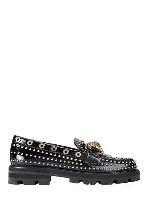 Kurt Geiger Mansion Stud Leather Loafers - Black/comb