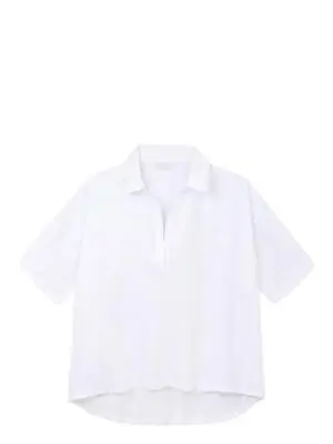 THE WHITE COMPANY Popover Collared Linen Shirt - White