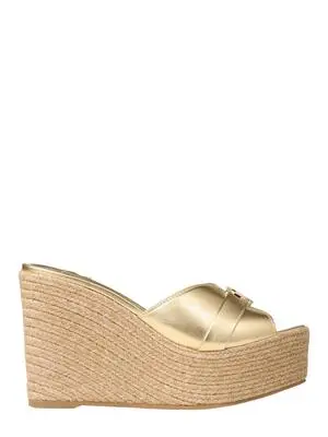 JIMMY CHOO Leda 100 Metallic Nappa Leather Mule Wedge - Silver